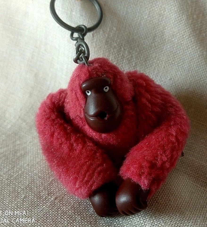 Kipling Bag Charm Thumb Sucking Monkey Gorilla Key Chain Red Dark Pink ...