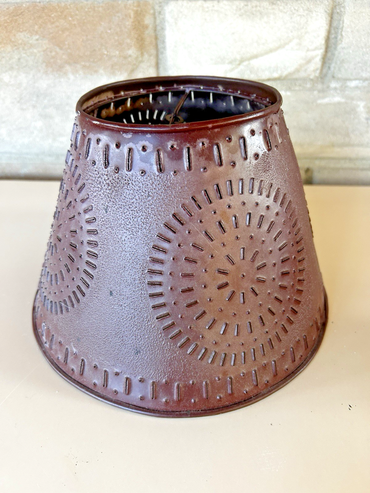 Vintage Punched Sun/Moon Tin Lamp Shade Primitive Rustic Farmhouse ...