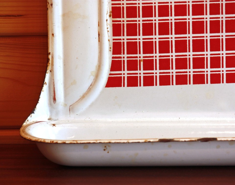 Vintage 50cm French Enamel Kitchen Rack - Utensil Holder Drip Tray ...