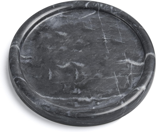 Genuine Black Marble Tray, Natural Stone round Tray, Decorative Marble ...
