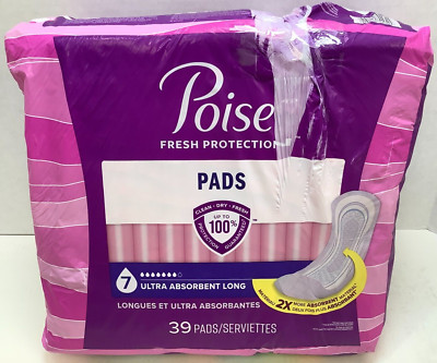 Poise 7 Ultra Absorbent Long Pads, 39 Total Pads, Disheveled Packs | eBay