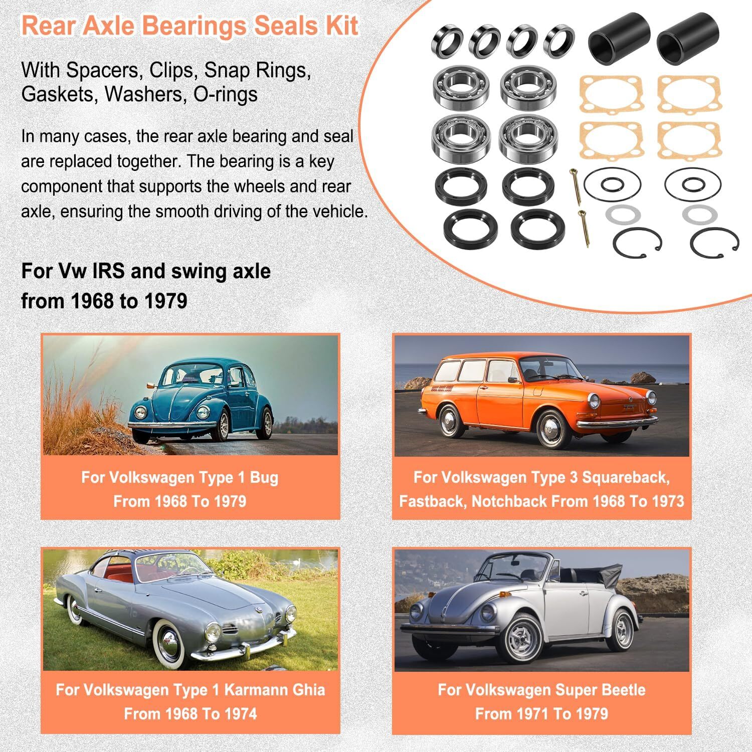 Rear Axle Bearing Seal Kit forVw IRS Swing Axl For Volkswagen Type 1 ...