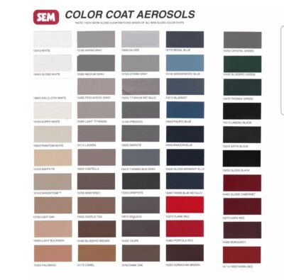 SEM Color Coat - Color Card Chart For Plastic & Vinyl Flexible Coatings ...