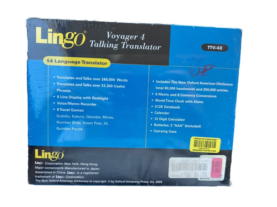 NEW SEALED~ LINGO VOYAGER 4 LANGUAGE TALKING TRANSLATOR TTV-4X 14 ...