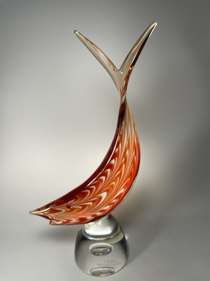 Fabio Tosi for Cenedese Murano 1983 Signed Fish Sculpture Fenicio 14.25 ...