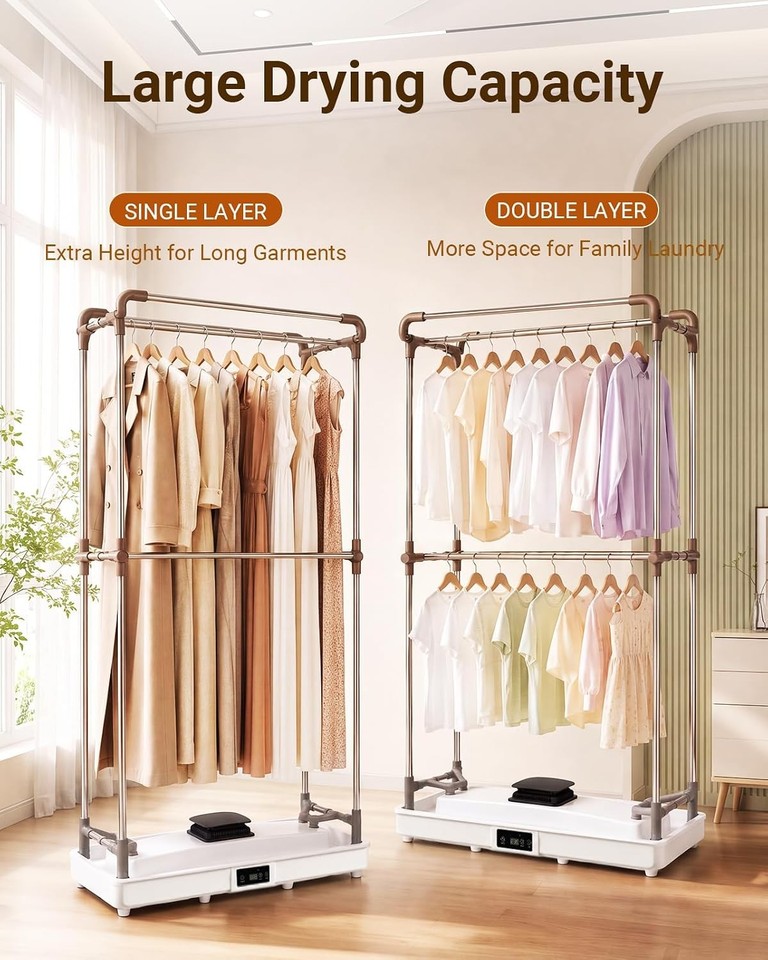 1500W Electric Clothes Dryer with Remote Control, 5-Hour Timer ...
