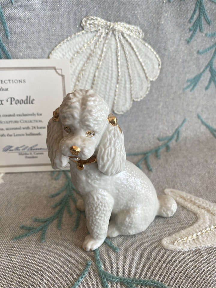 Lenox Year of Puppies Classic Poodle Figurine Ivory Gold Accent Vintage ...
