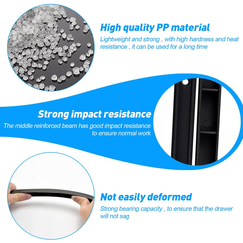 10/20x Draw Rail Plastic Drawer Slides 180/235/298mm Draw Runners ...