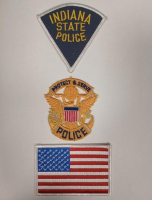 INDIANA State POLICE USA FLAG Sew On Iron On NOVELTY PATCH SET 3 Pcs ...