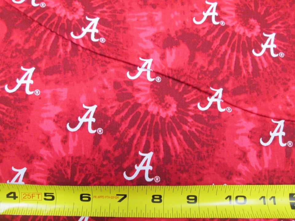 UNIVERSITY of ALABAMA ROLL TIDE TIE-DYE DESIGN BRAND NEW 1 YARD 100% ...
