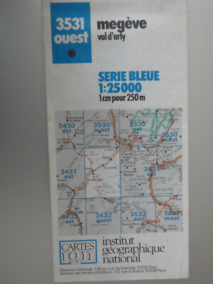carte IGN bleue 1/25000 3531 ouest megeve val d'arly edition 2 1985 | eBay