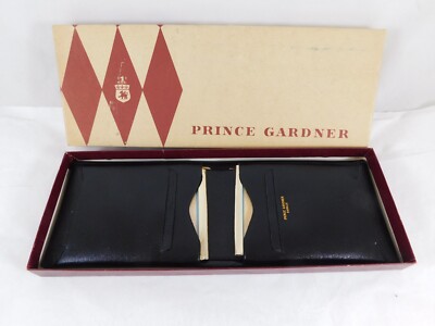 PRINCE GARDNER Vintage Men's Black Gold Leather Bifold Registrar Wallet ...
