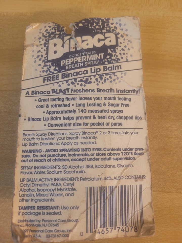 Vintage (1997) Collectible Binaca Peppermint Breath Spray And Lip Balm ...
