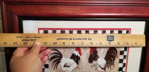 18" FRAMED ART/PRINT~ROOSTERS CHECKERBOARD FARM HOUSE KITCHEN DECOR ...