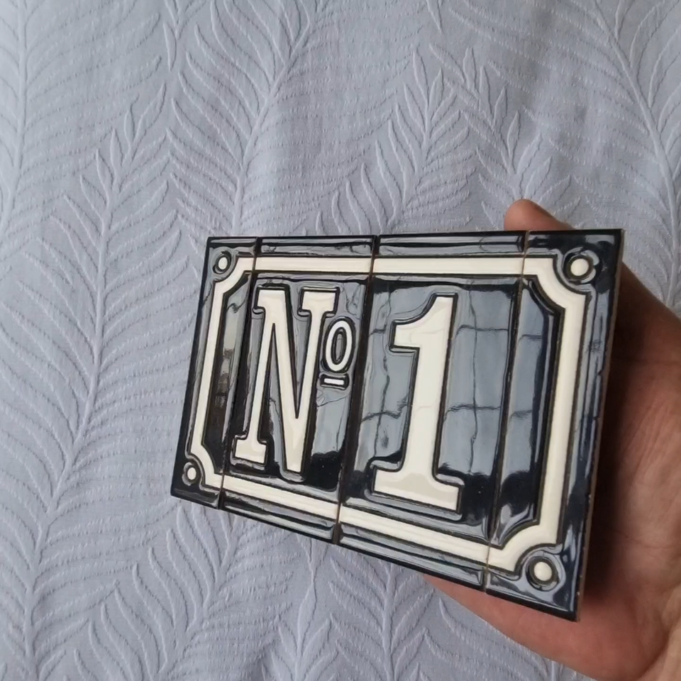 French Hand-painted Ceramic Black and White Number Tiles 11 x 5.5 cm | eBay