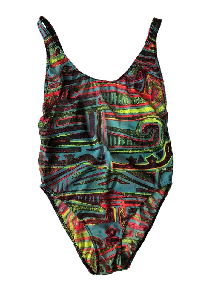 Vintage SOLAR Tan Thru One Piece Swimsuit 11-12 Neon Mesh Tan Through ...
