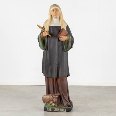 53" Tall Antique Religious Plaster Statue/Sculpture of Saint Bridget ...