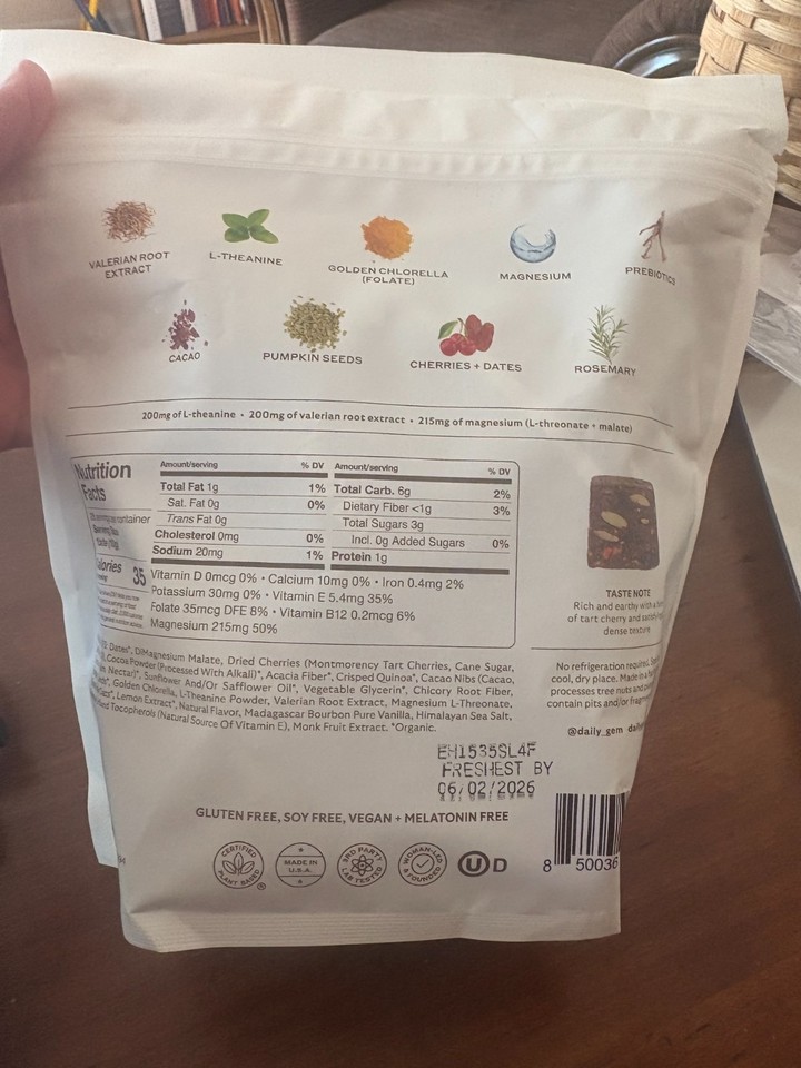 GEMS Eat Your Sleep 28 Nutirient-Dense Bites Chocolate Cherry Exp.6/2 ...