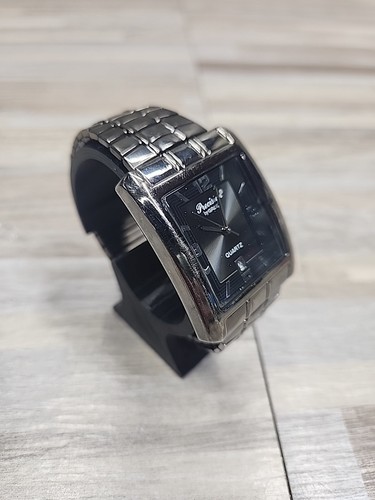 Gruen Precision Silver Gun Metal Men's Watch Black Dial New Battery ...