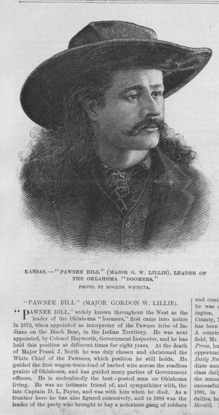 KANSAS HISTORY PAWNEE BILL MAJOR GORDON LILLIE THE LEADER OF OKLAHOMA ...