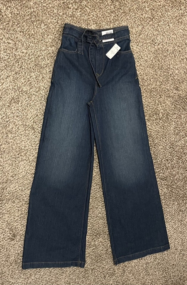 Express Wide Leg Super High Rise Stretch Jeans Size 00R Belted | eBay