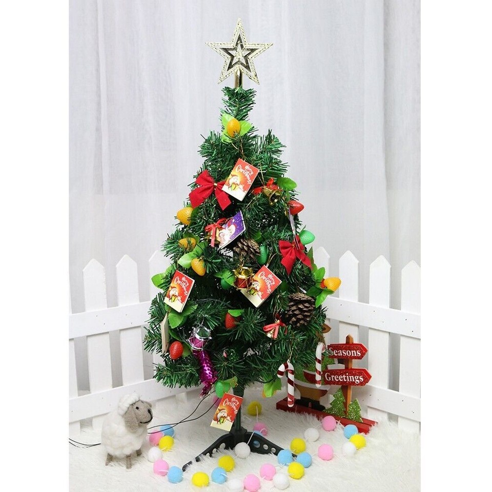 60cm Christmas Tree with LED String Light and Xmas Ornament Tabletop ...