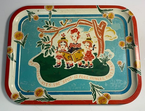 PEPSI=COLA METAL TRAY “HITS THE SPOT, 12 FULL OUNCES THAT'S A LOT ...