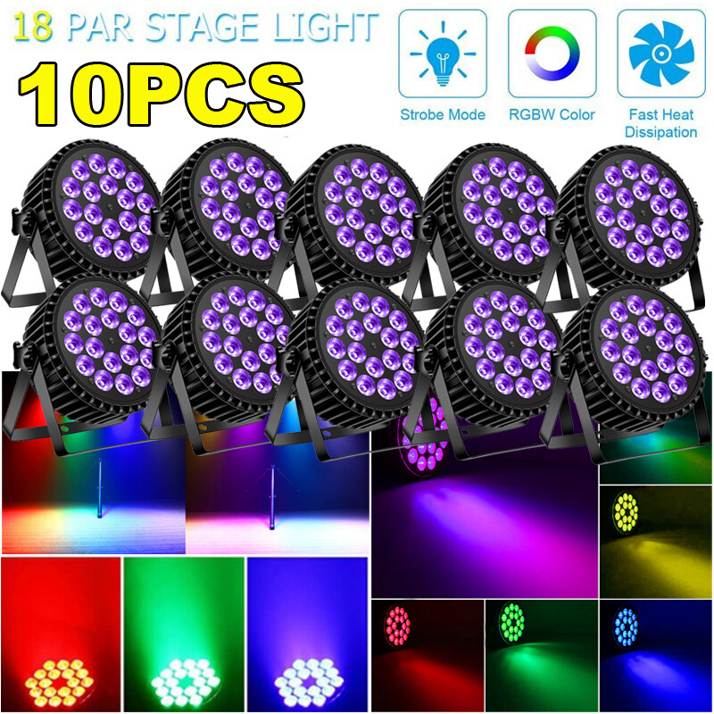 UKING 270W LED 18 Par Stage Light DMX RGBW Disco Show DJ Lighting ...