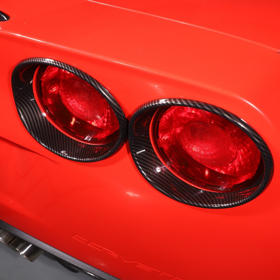 Carbon Fiber ABS Rear Tail Light Lamp Trim Frame Fits For Corvette C6 ...