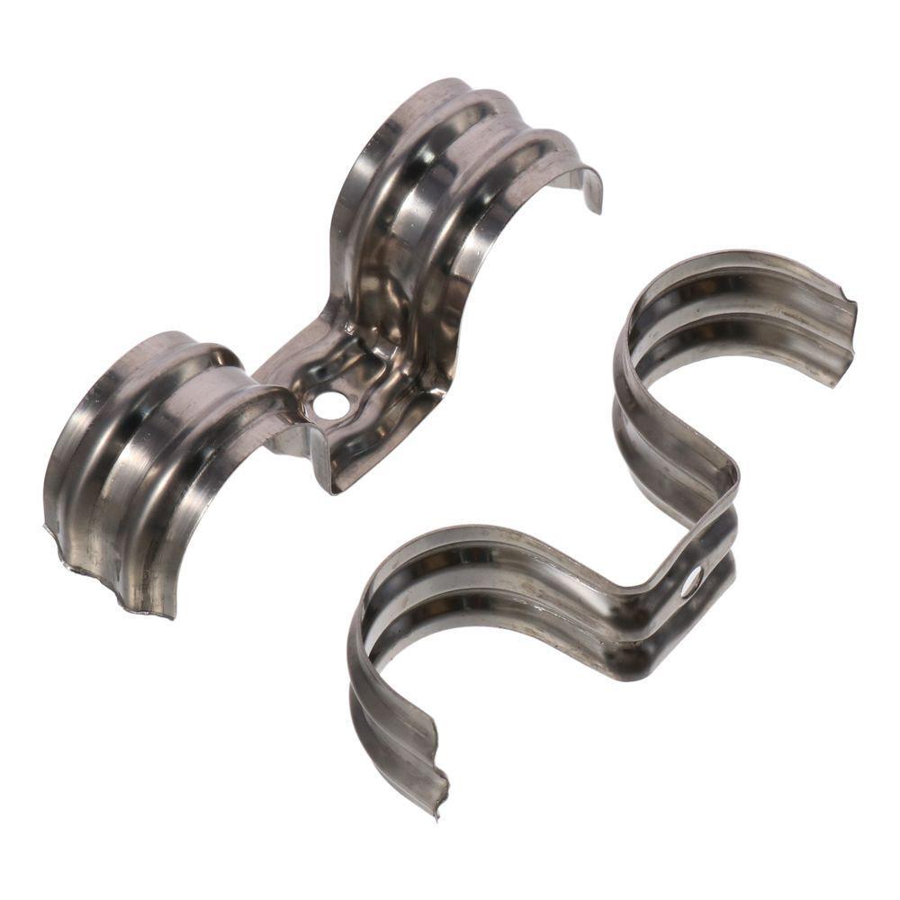 Stainless Steel Double Line Clamps Silver Fixed Pipe Buckle Worker | eBay