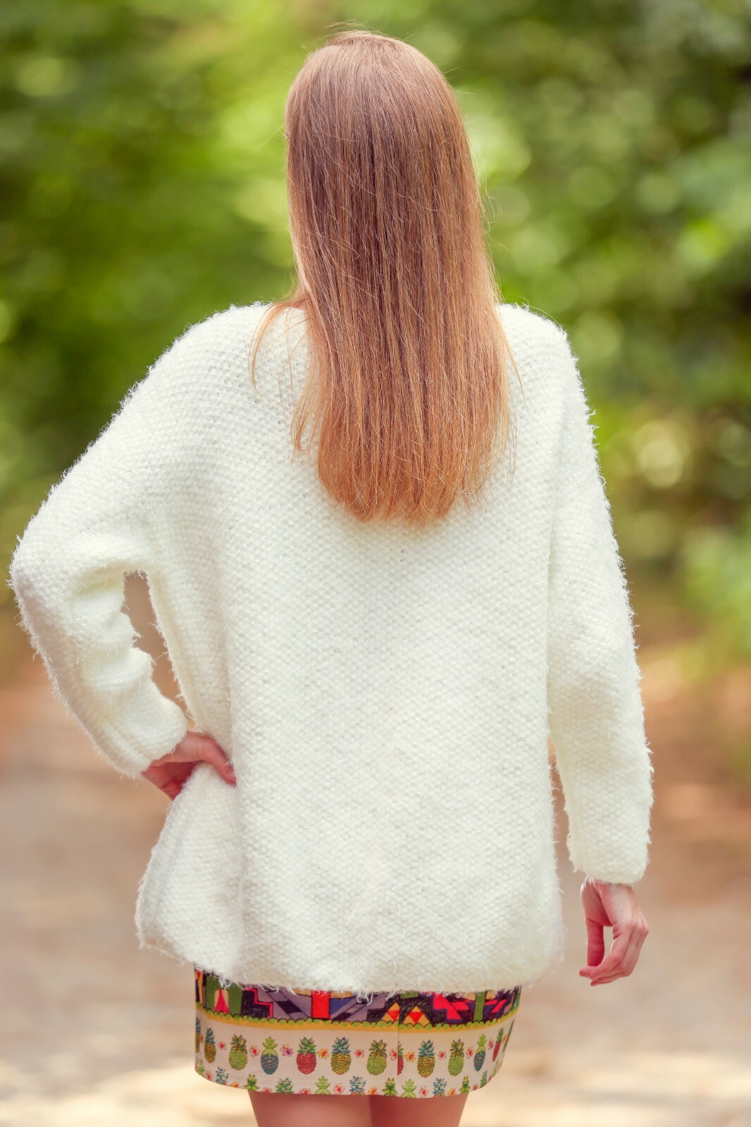 White fuzzy cardigan hand knitted sweater top fluffy soft cardigan by ...