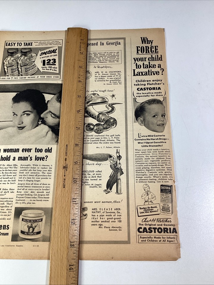 Georgia Cartoon Atlanta Print Ad 1953 AJC St. Simons Unadilla Suwanee ...