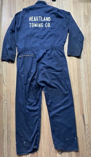 VTG 60s Heartland Towing Co Chain Stitch Twill Mechanic Coveralls SZ XL ...