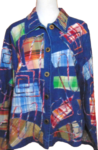 New Direction Jean Jacket Womens Blue/Multicolor Denim Artsy Jacket ...