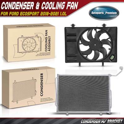 AC Condenser & Single Cooling Fan Assembly Kit for Ford EcoSport 2018 ...