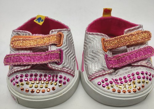 BUILD A BEAR SKECHERS Twinkle Toes Sneakers STAR RHINESTONE pink orange ...