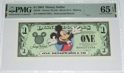 2003 $1 DISNEY DOLLAR MICKEY PMG 65 EPQ WALT DISNEY WORLD | eBay