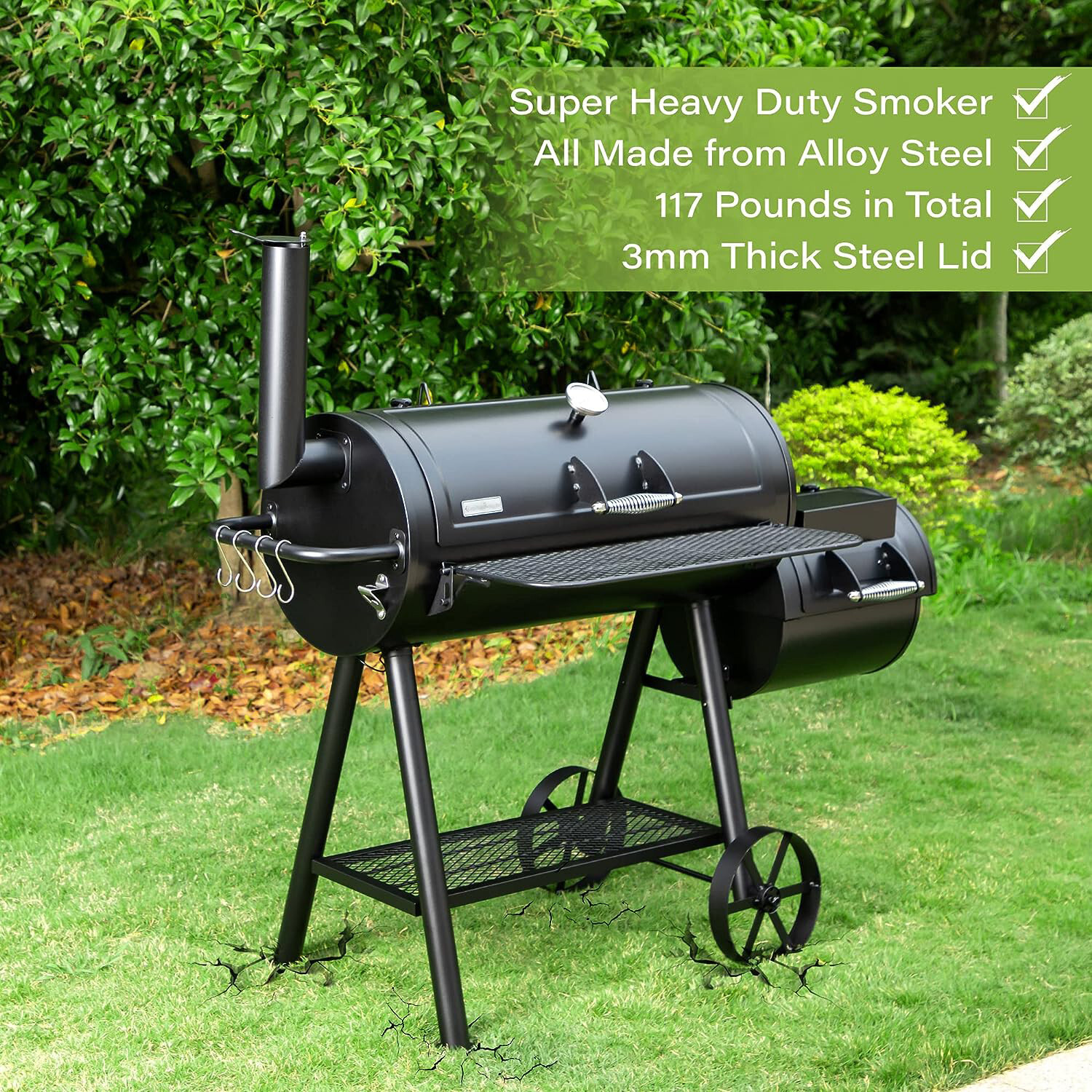 Heavy Duty Charcoal Smoker Grills Extra Large Outdoor BBQ Grill w ...