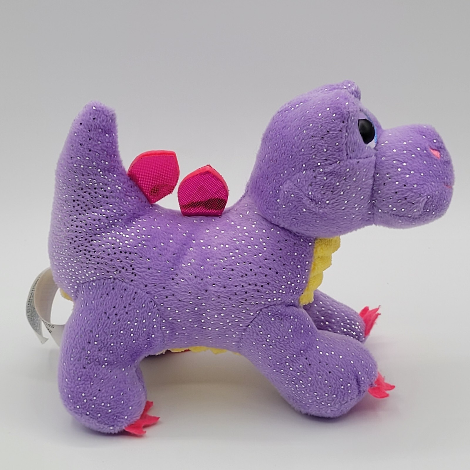 Hugfun Purple Dino Plush Dinosaur Stuffed Animal Toy Sparkle 8" Big ...
