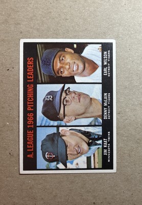 1967 Topps Baseball AL Pitching Leaders Jim Kaat Denny McLain Wilson ...