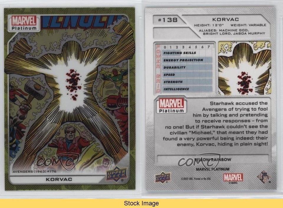 2023 Upper Deck Marvel Platinum High Series Yellow Rainbow Korvac #138 ...