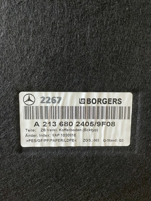 MERCEDES BENZ E Class AMG W213 Trunk Carpet OEM A2136802405 2016 ...