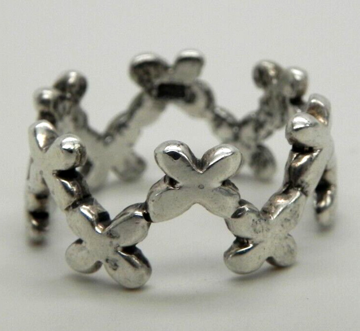 Vintage Sterling Silver "X" Ring Sized 6 823-44 - Gem