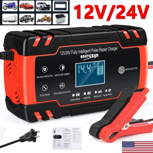 Automatic Intelligent Car Battery Charger 12/24V 8A Pulse Repair ...