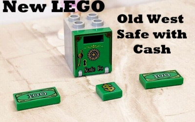 New LEGO Old Western Safe Gold Money Dollar Bills Green Backs Sign Slot ...