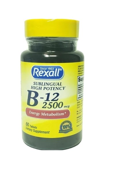 Rexall Sublingual Vitamin B-12 2500 Mcg Tablets 60ct for sale online | eBay
