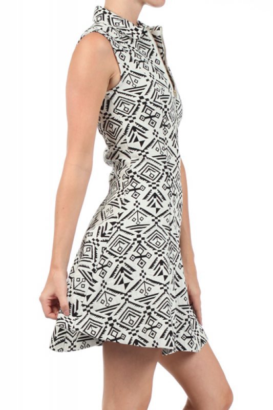 Freeway Women's Front Zipper Dress ,full front zipper Black & White -S ...