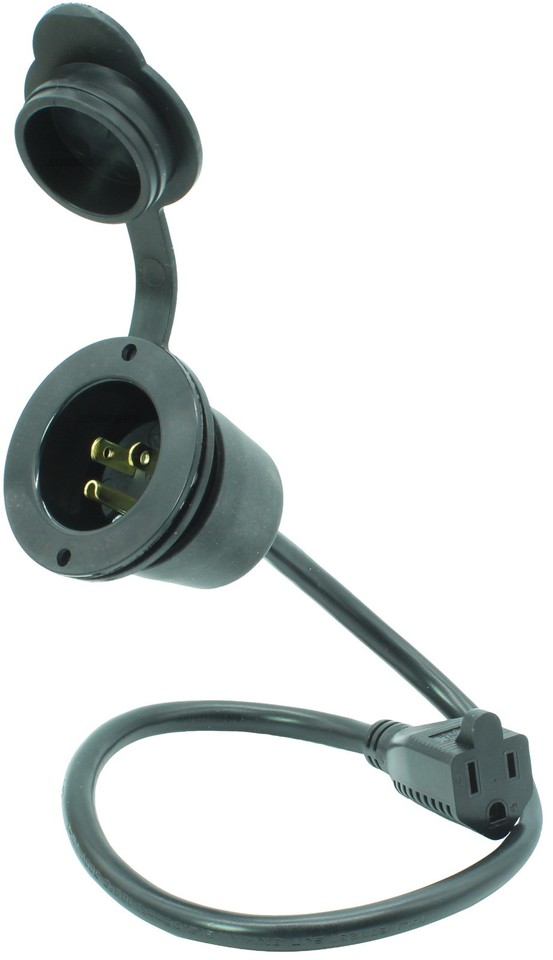 Trailer 15A 110 120V Ac RV Marine Power Flanged Inlet Port Plug + 20 ...