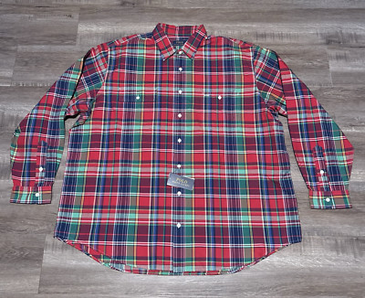 Polo Ralph Lauren Men's Size 3XB Green Red Long Sleeve Sport Oxford ...