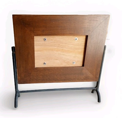 Standing Decorative Tilting Picture Frame Wrought Iron Metal Wood Holds ...